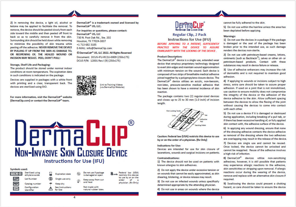 DermaClip - Instructions for Use